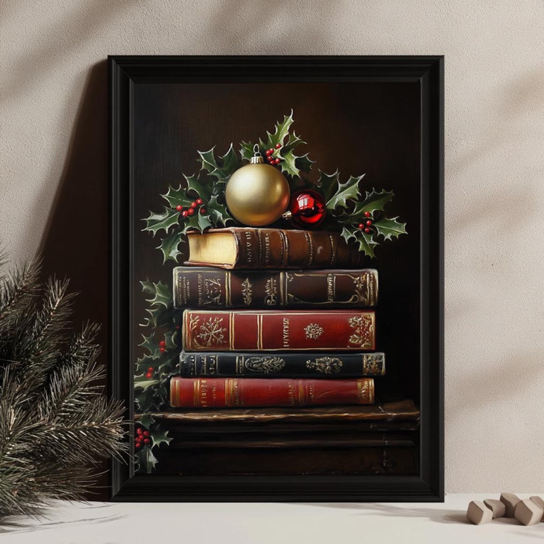 Vintage Christmas Book Art: Nostalgic Holiday Print for Festive Home ...