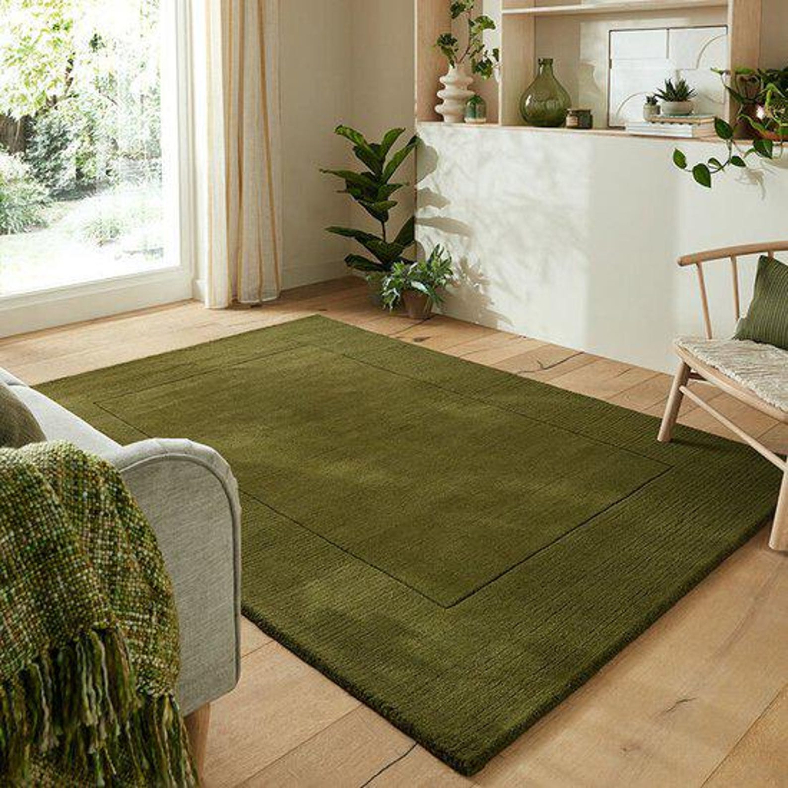 Modern Green Carpet Tufted Rug, Premium Handmade Tufted Rugs, 100% ...