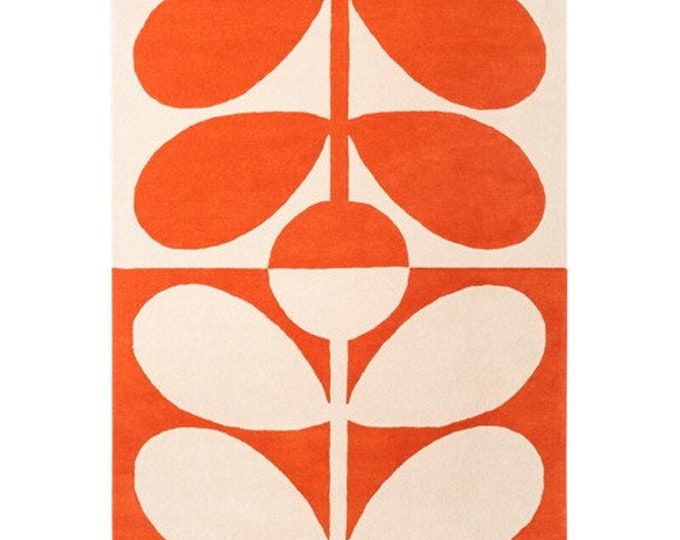 Orla Kiely Giant Sixties Stem Pure Wool Designer Rug, Handmade Tufted ...