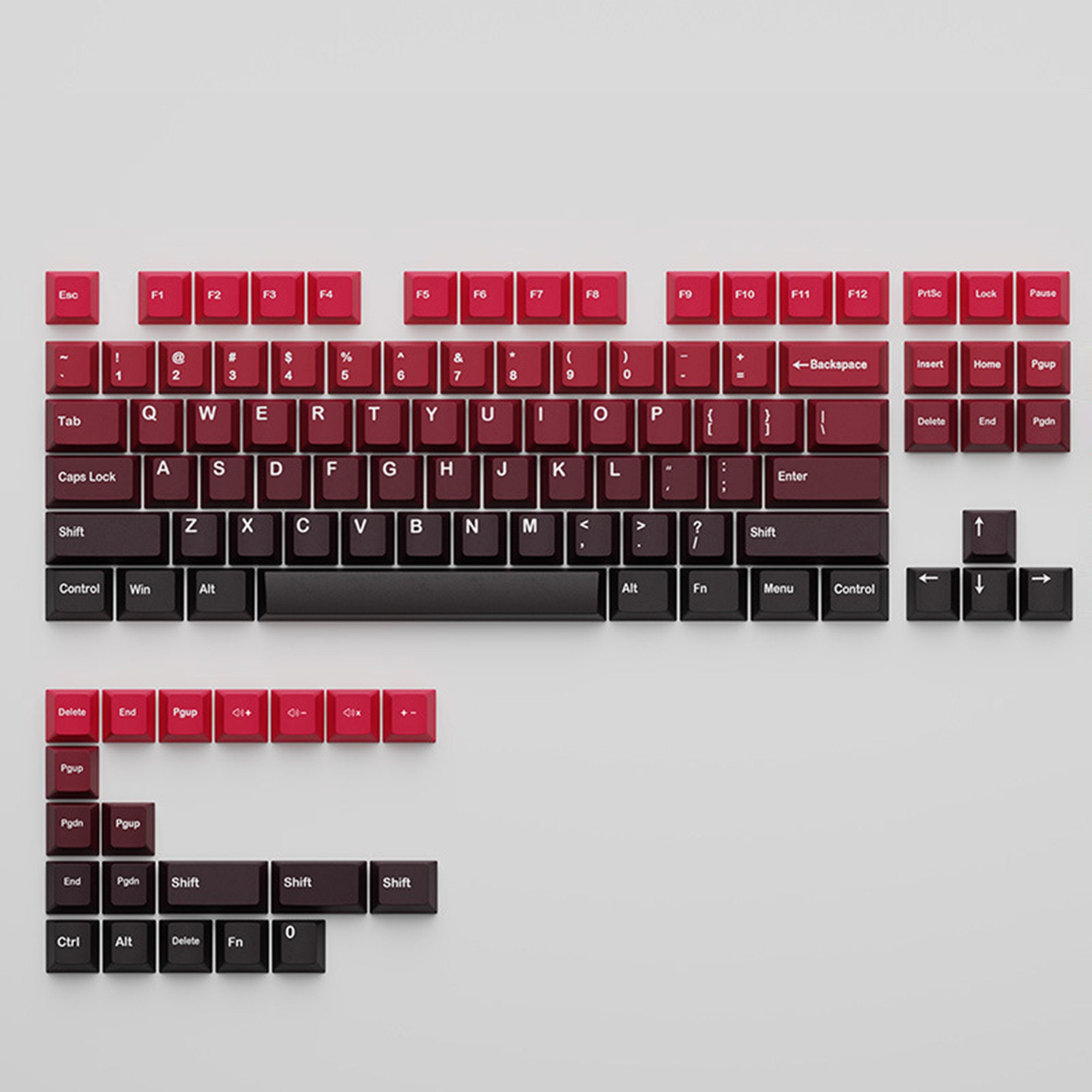 124 Keys Gradient Black Red Keycap Set Top Print Keycap PBT - Etsy