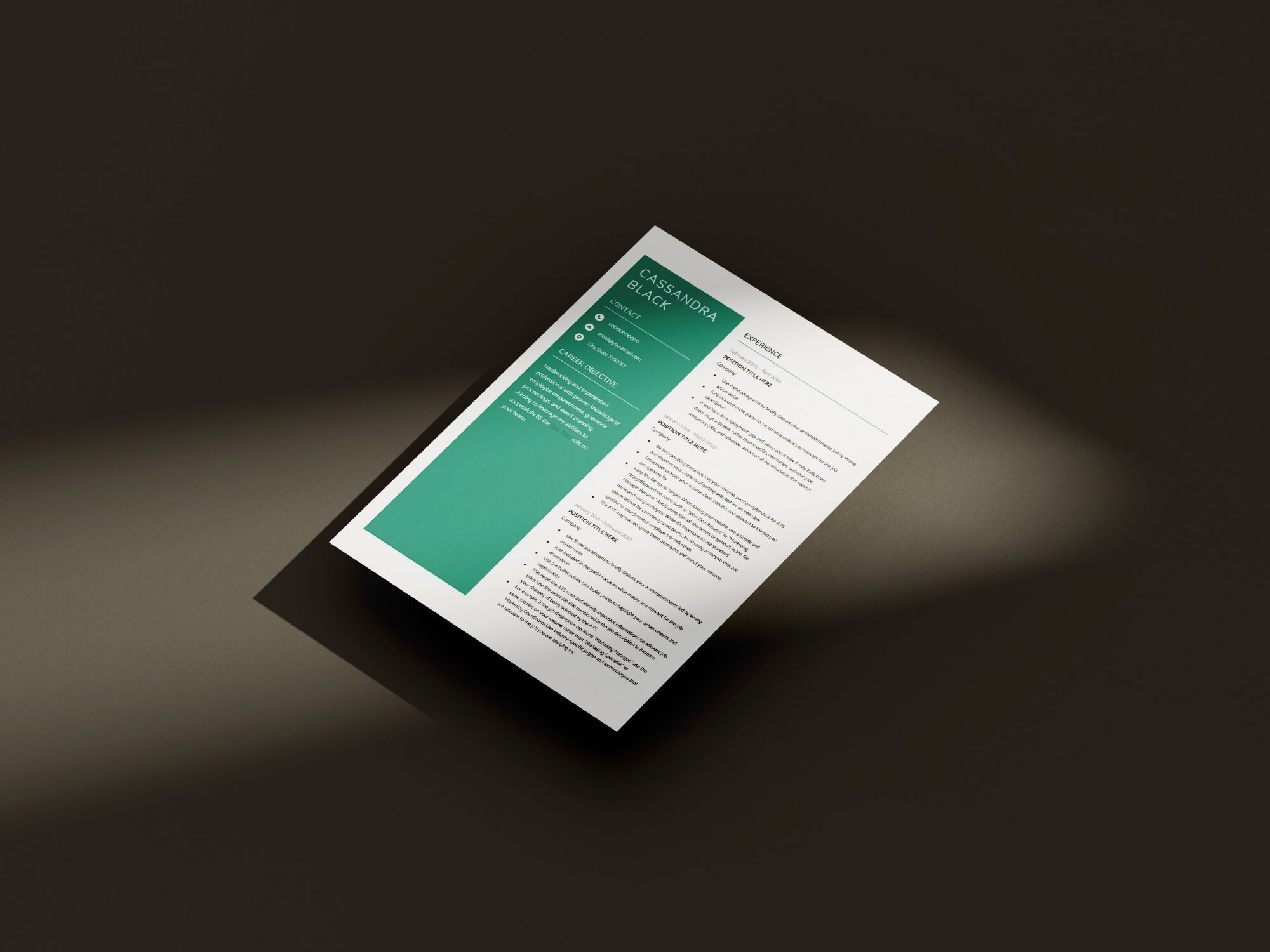 Modern Resume Template Word Ats Azure Abstract Background - Etsy
