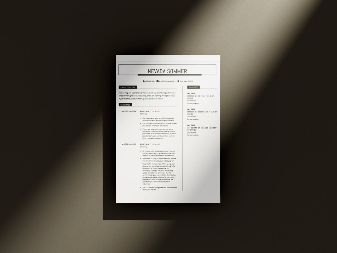 Modern Resume Template Word Ats, Business Card Template Word ...