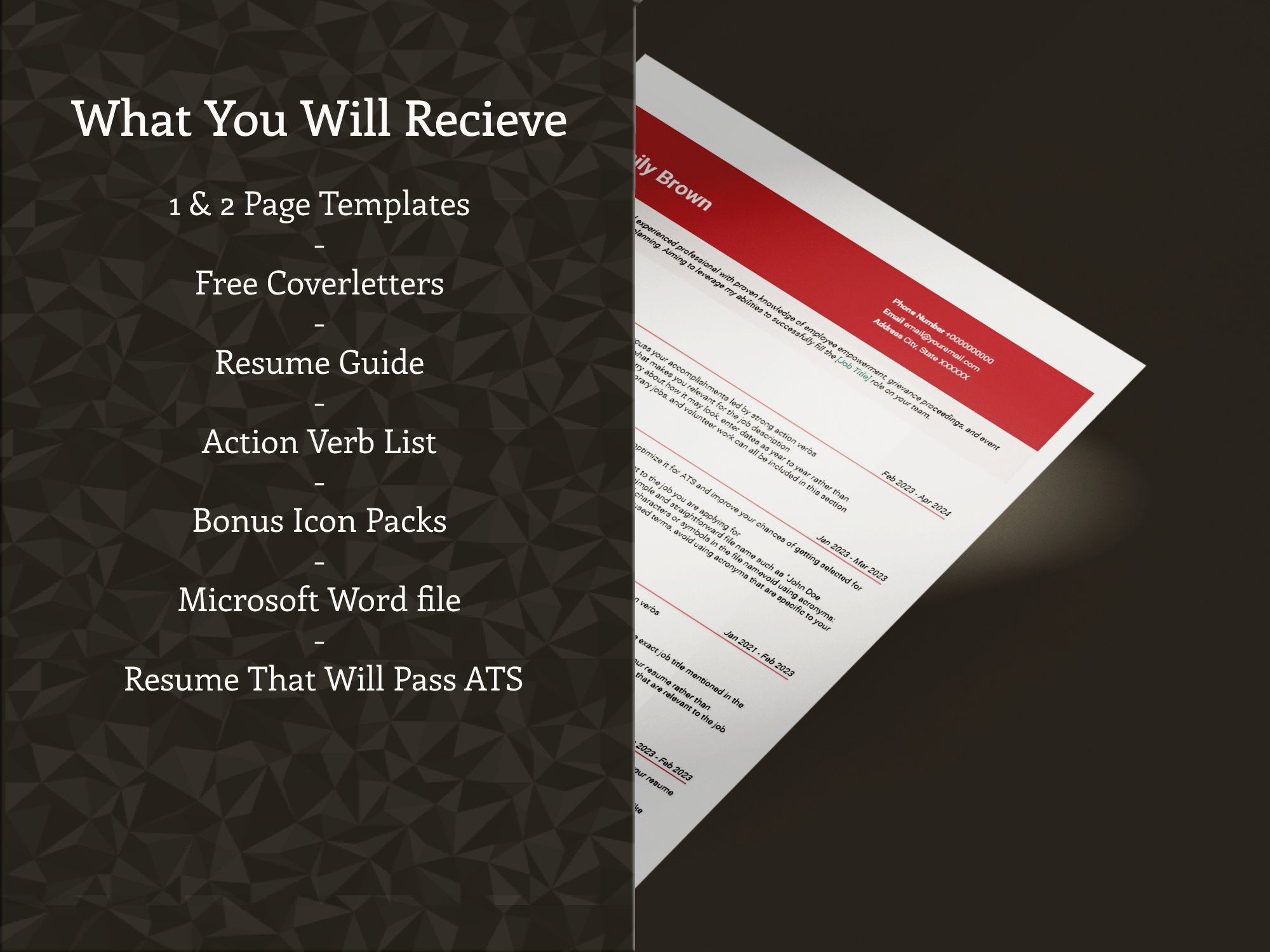 Modern Resume Template Word Ats Business Card Template - Etsy
