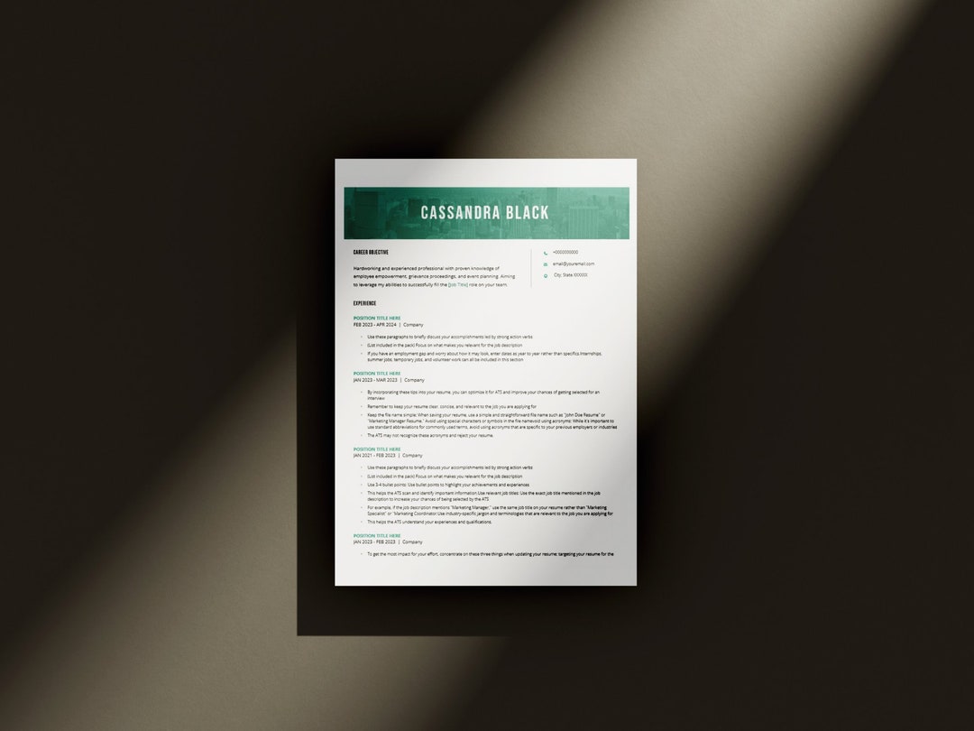 Modern Resume Template Word Ats, Sample Resume Template Microsoft Word ...