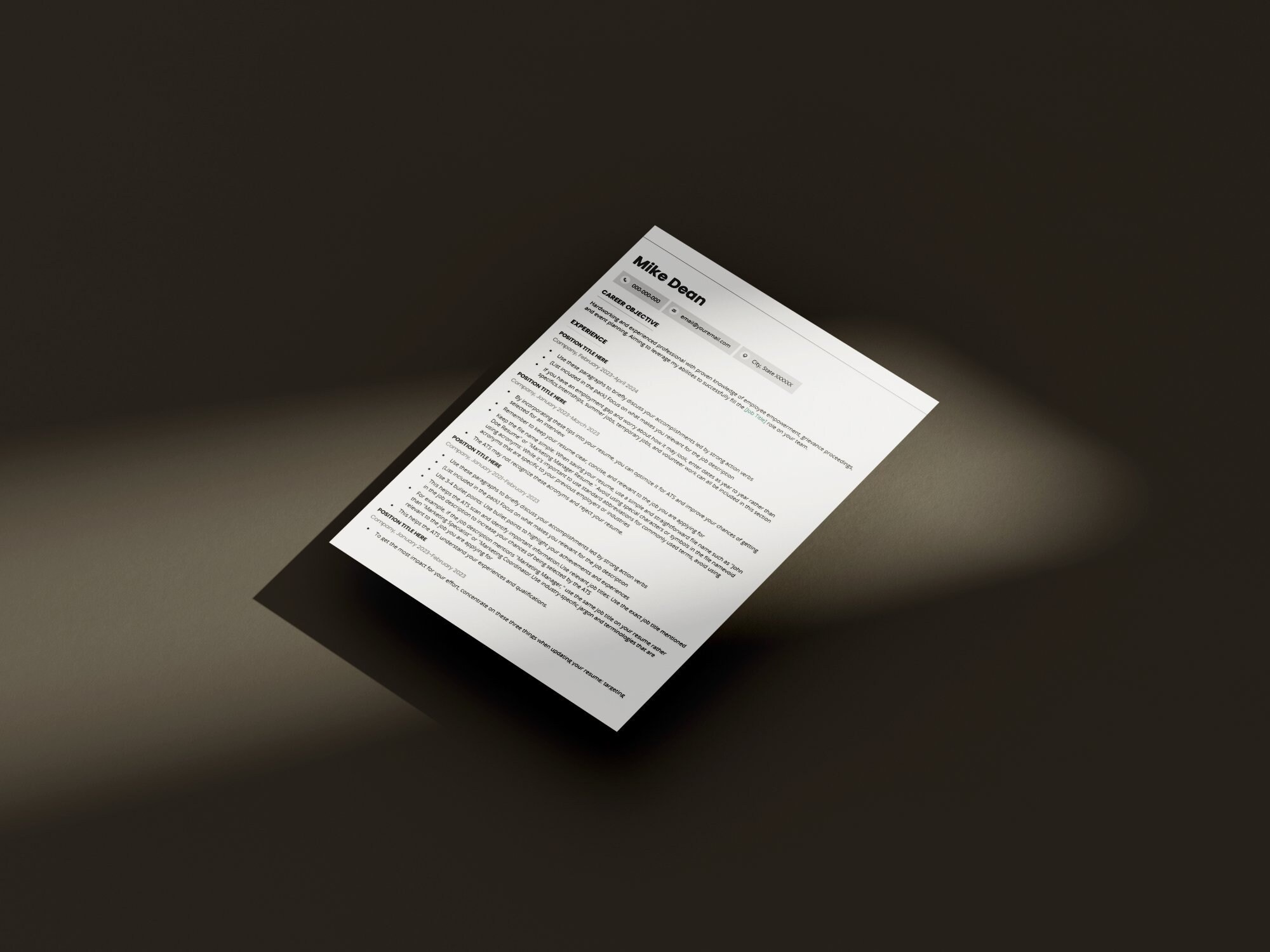 Modern Resume Template Word Ats, Resume Template for Microsoft Word ...