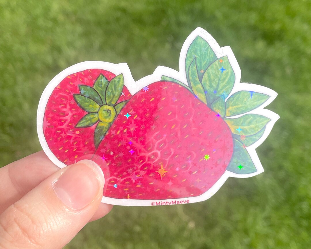 Holographic Strawberry Sticker | Waterproof Vinyl Car Decal - Etsy