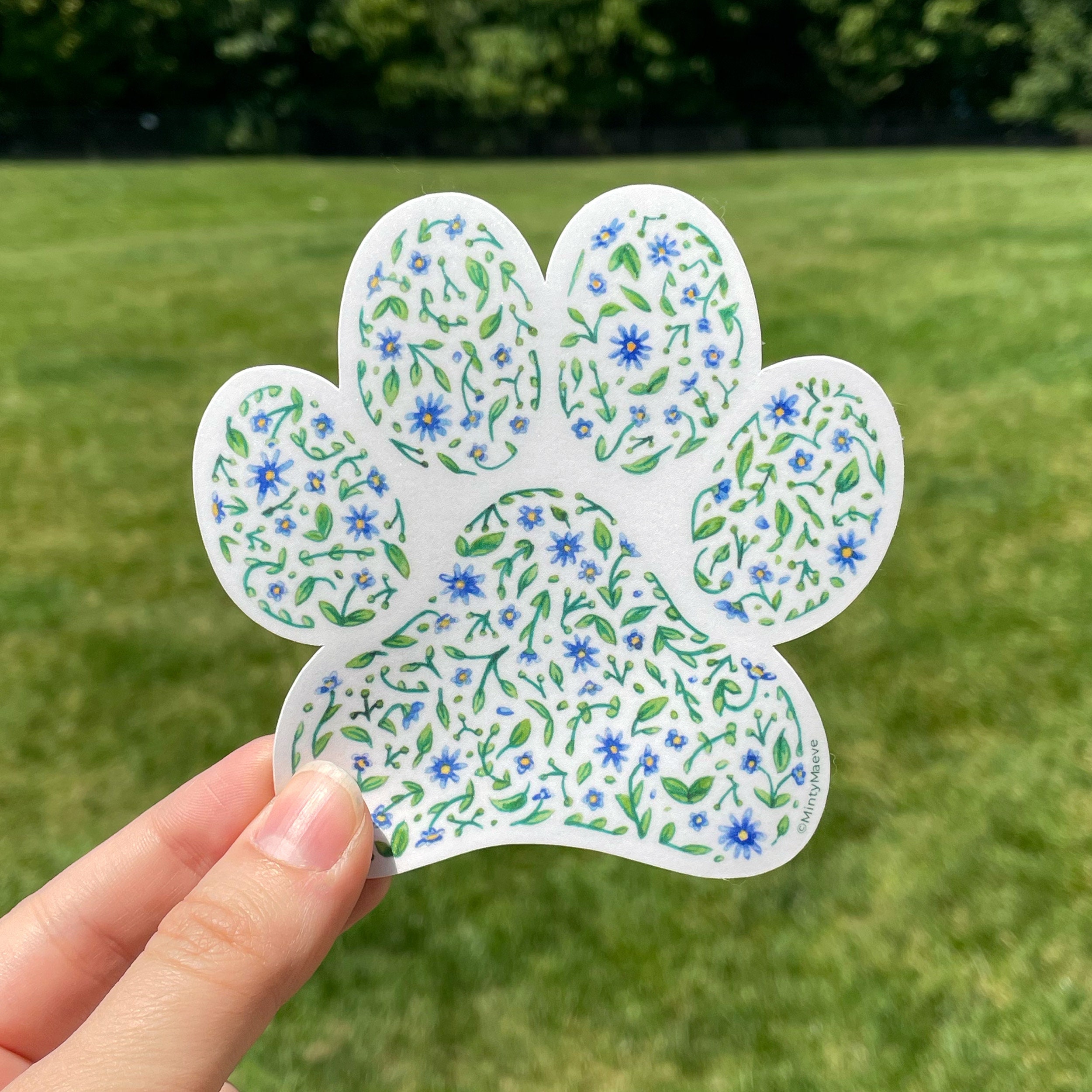 Floral Paw Print Sticker Dog Paw Sticker Cat Paw Sticker - Etsy