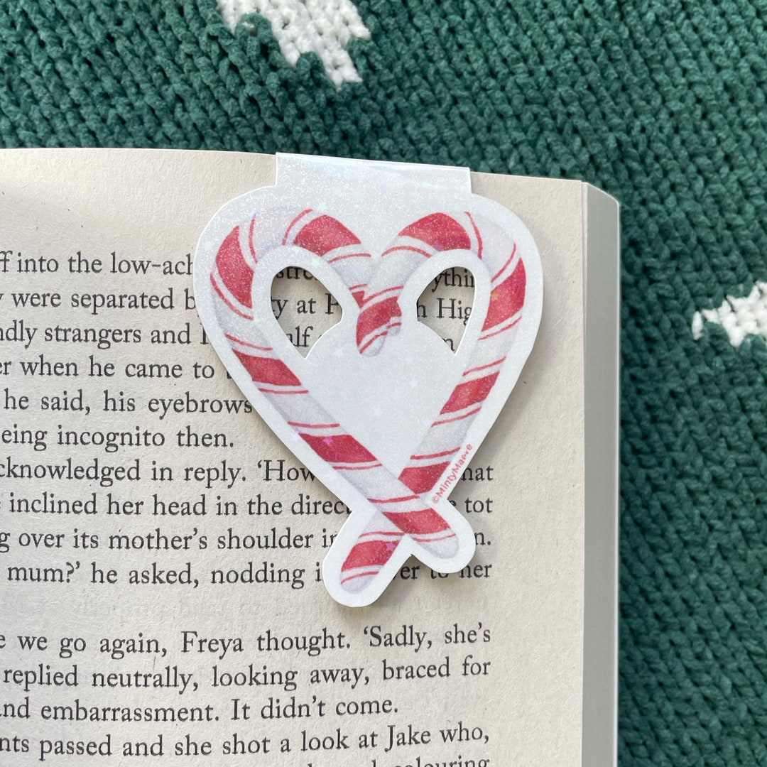 Red Candy Cany Heart Magnetic Bookmark | Christmas Bookmark | Holiday ...