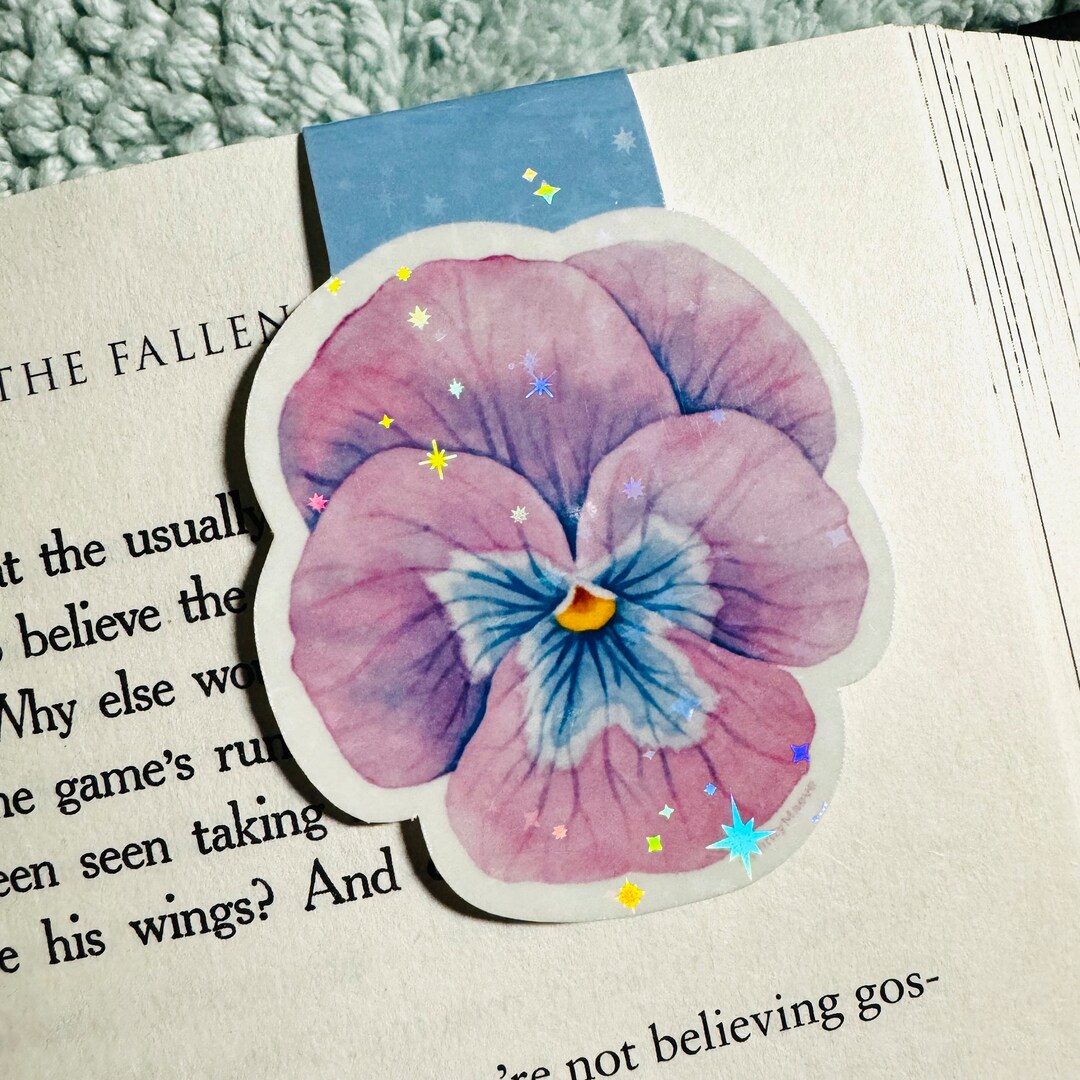 Purple Pansy Magnetic Bookmark | Floral Book Lover Gift - Etsy