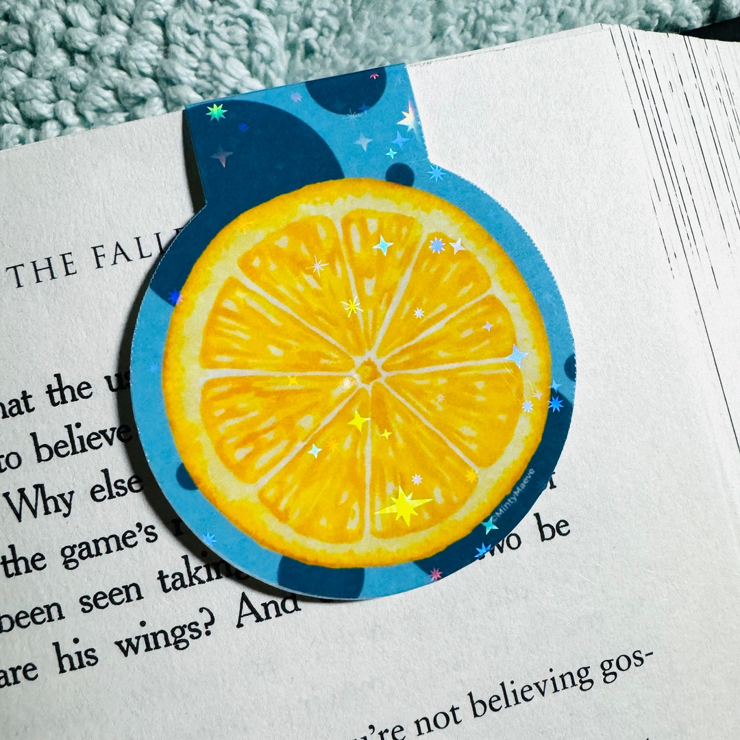 Lemon Magnetic Bookmarks | Blue and Yellow Bookmark | Fruit Bookmark ...