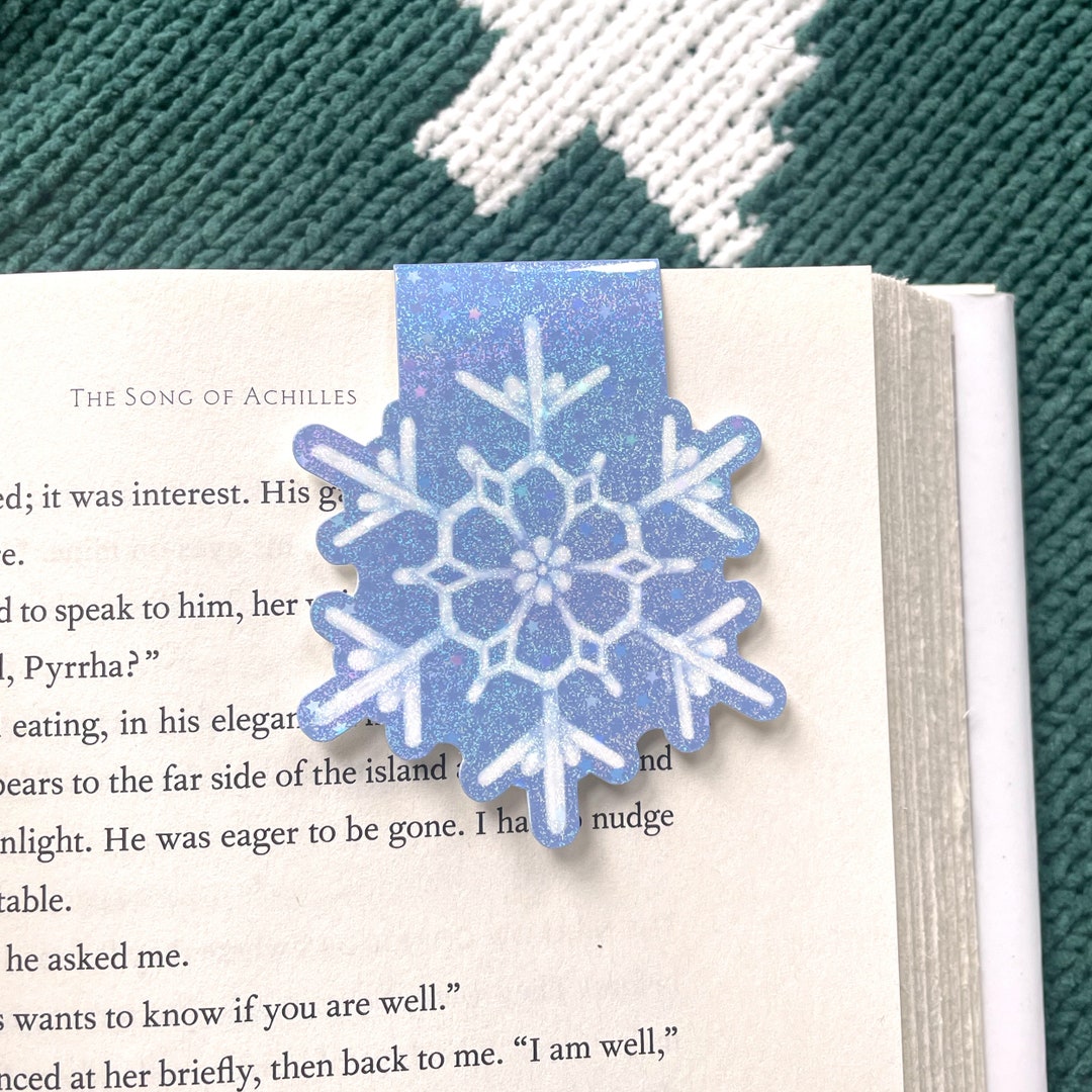 Blue Snowflake Magnetic Bookmark | Hand-painted Winter Book Accessory ...
