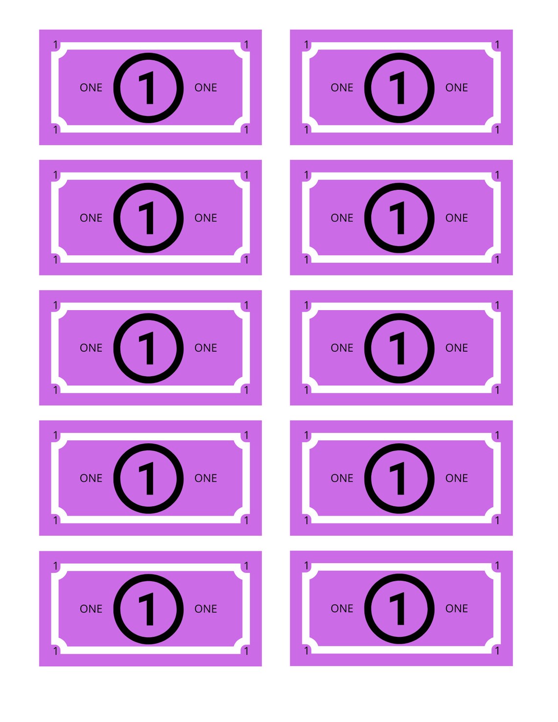 Printable 1 Dollar Play Money – Instant Download - Etsy