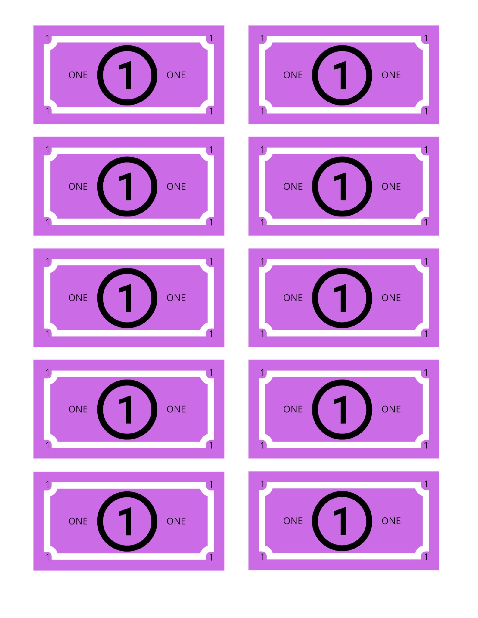 Printable 1 Dollar Play Money – Instant Download - Etsy