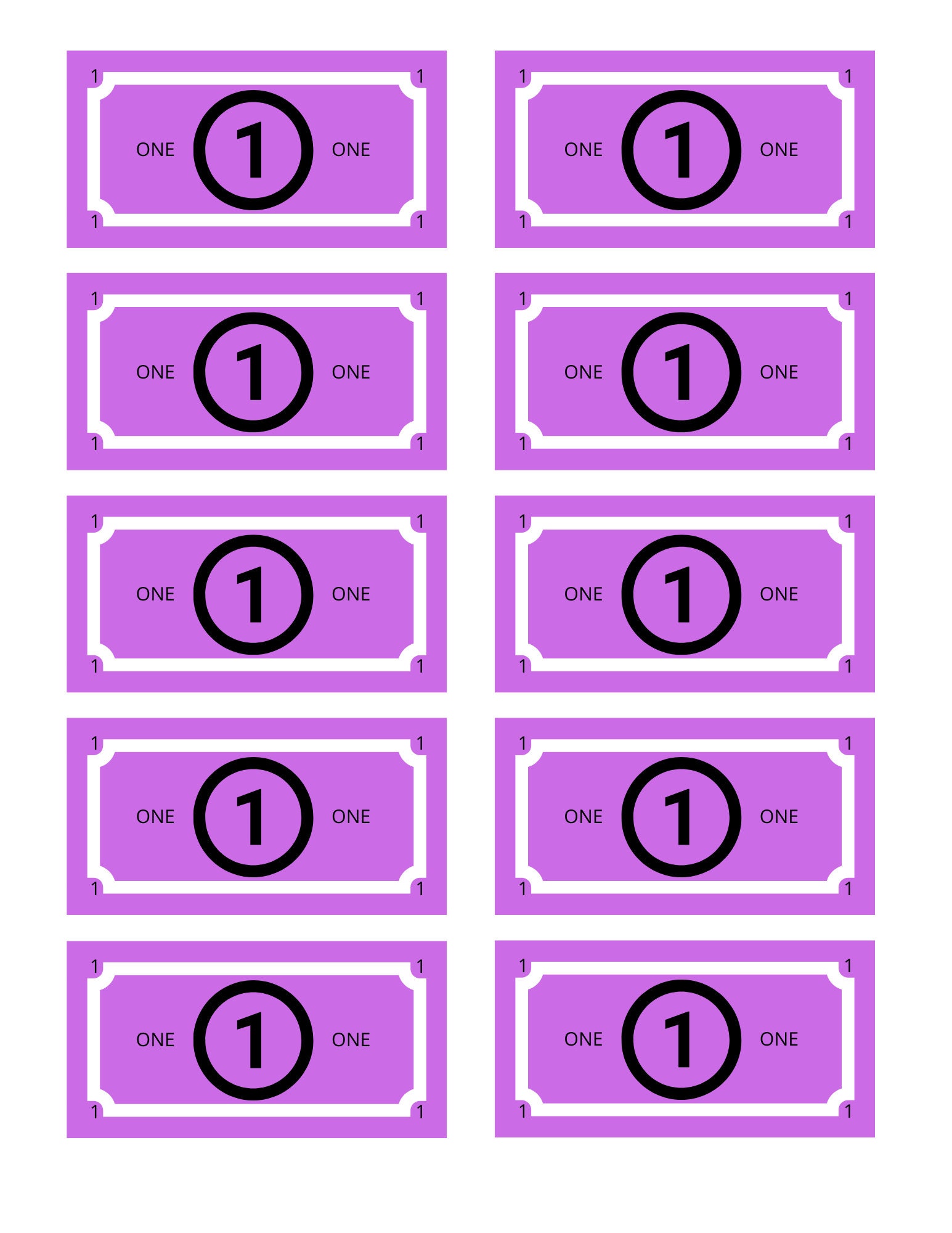 Printable 1 Dollar Play Money – Instant Download - Etsy