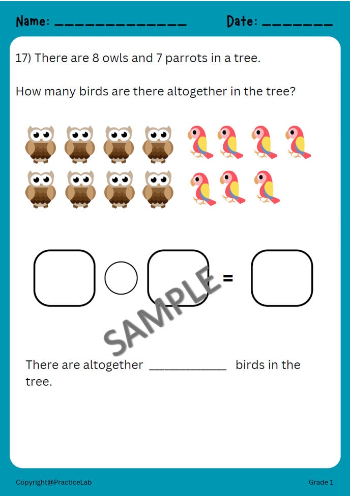 Grade 1 Printable Mathematics Worksheets 10 Pages - Etsy
