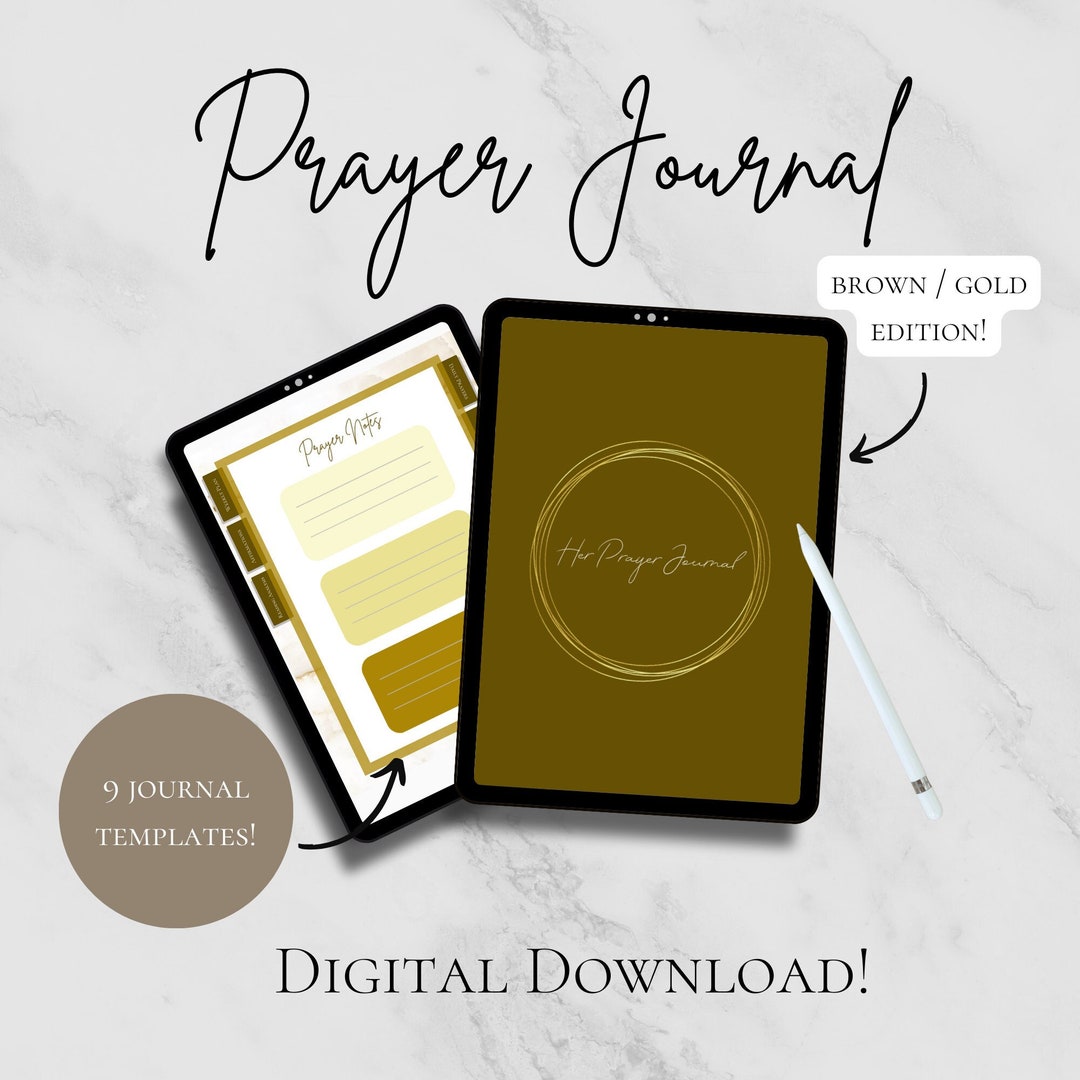 Christian Prayer Journal: Brown & Gold Summer Edition (digital Download ...