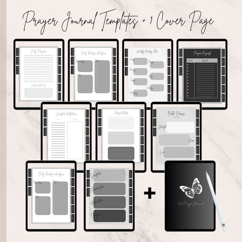 Monochromatic Digital Prayer Journal | Printable Templates | Faith ...