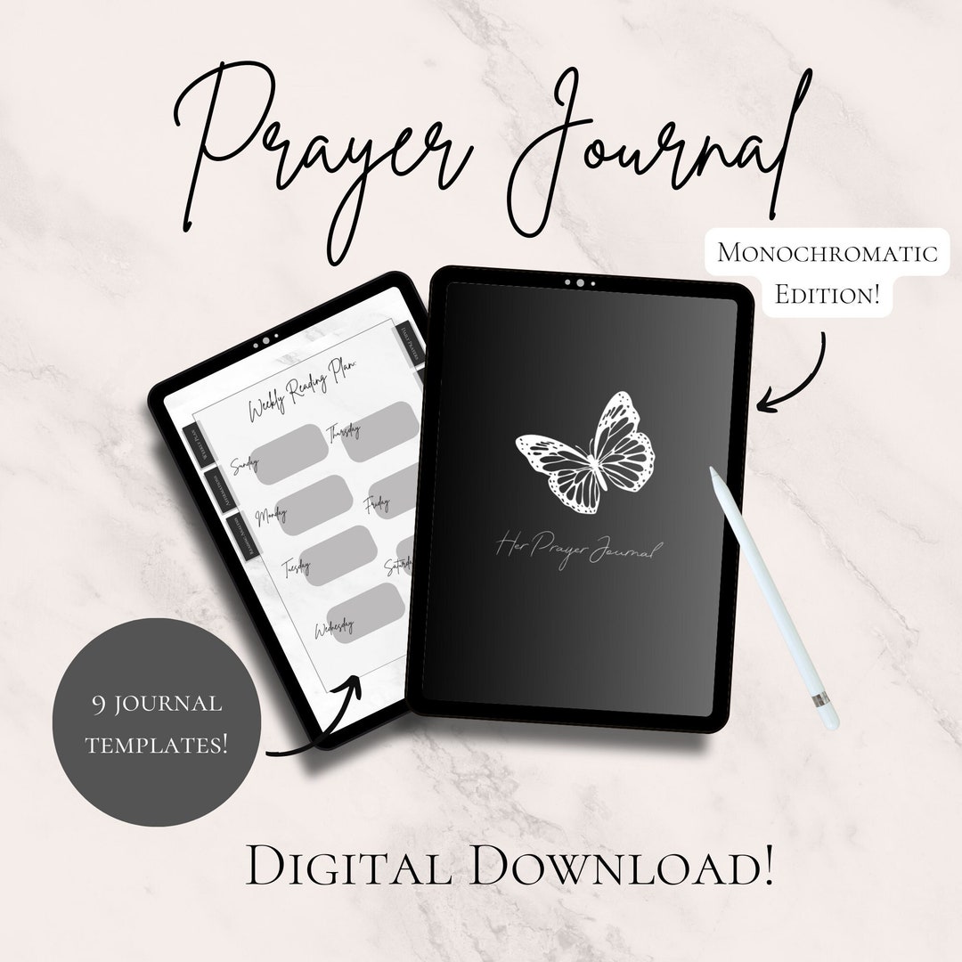 Monochromatic Digital Prayer Journal | Printable Templates | Faith ...
