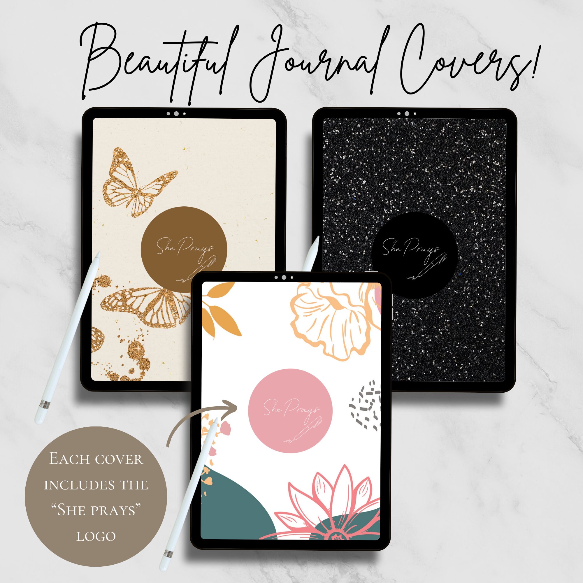 Digital Prayer Journal Covers Printables She Prays Butterfly Glam ...