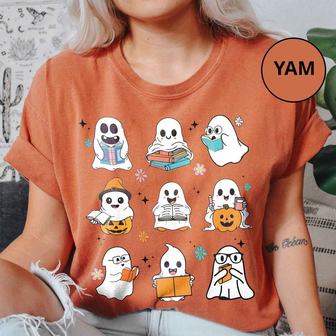 Ghost Reading Shirt Teacher Halloween Shirt Librarian Shirt - Etsy