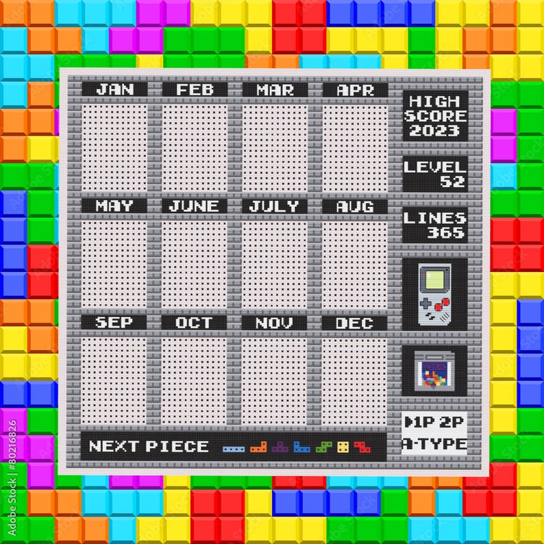 Tetris SAL Temperature Cross Stitch Template - Etsy