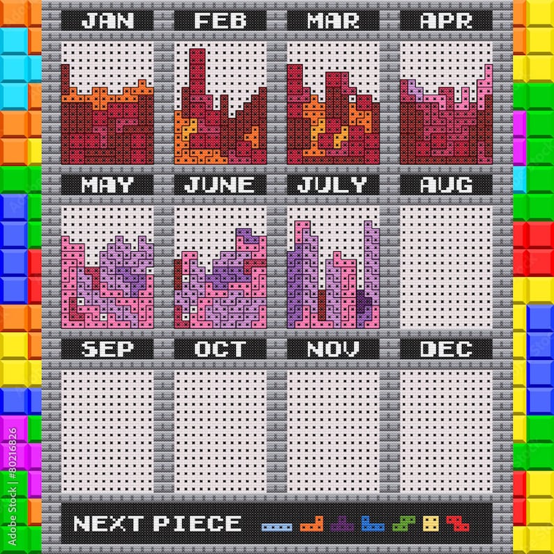 Tetris SAL Temperature Cross Stitch Template - Etsy