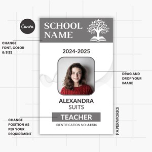 Teacher ID Card Template | Customizable Template | Custom Teacher ID ...