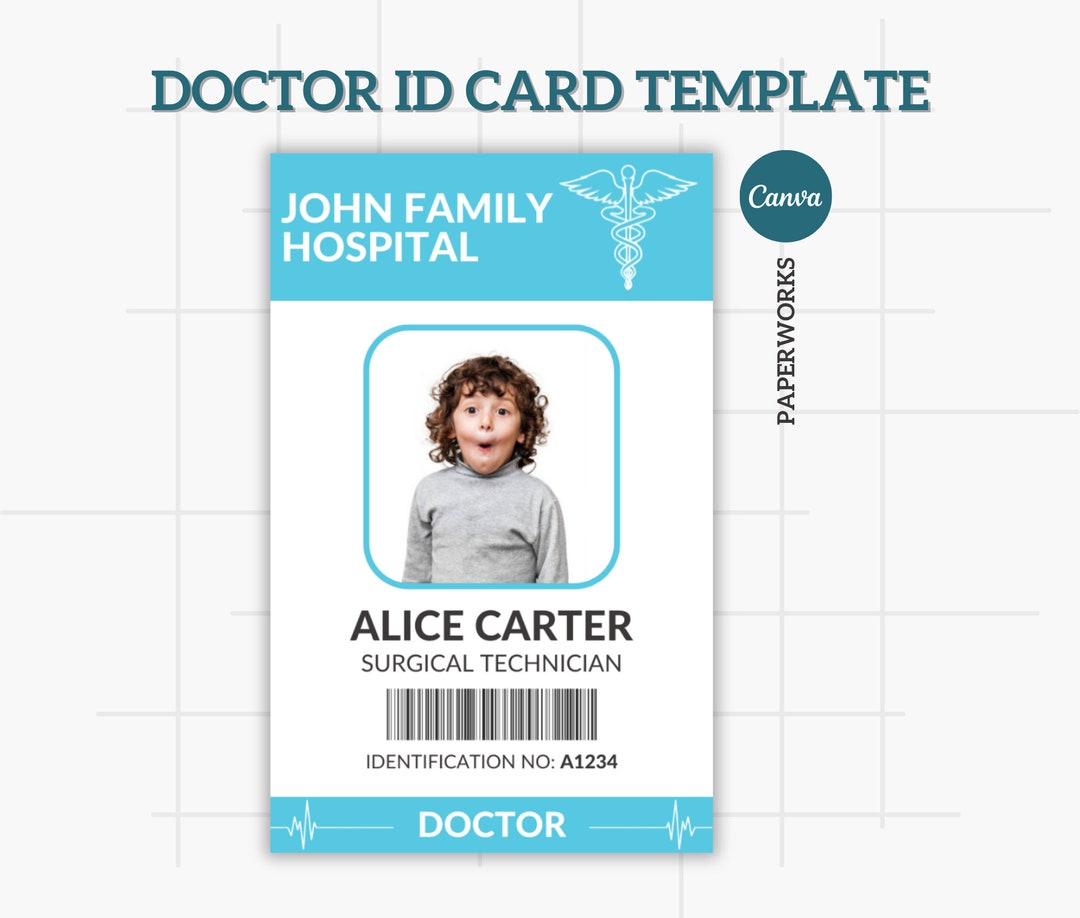 Kids Hospital Patient ID Badge | Fun Custom Doctors ID | Editable ...