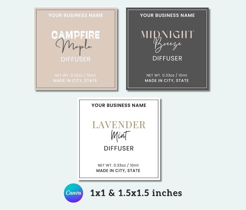 Car Diffuser Label Template, Printable Oil Fragrance Bottle Label ...