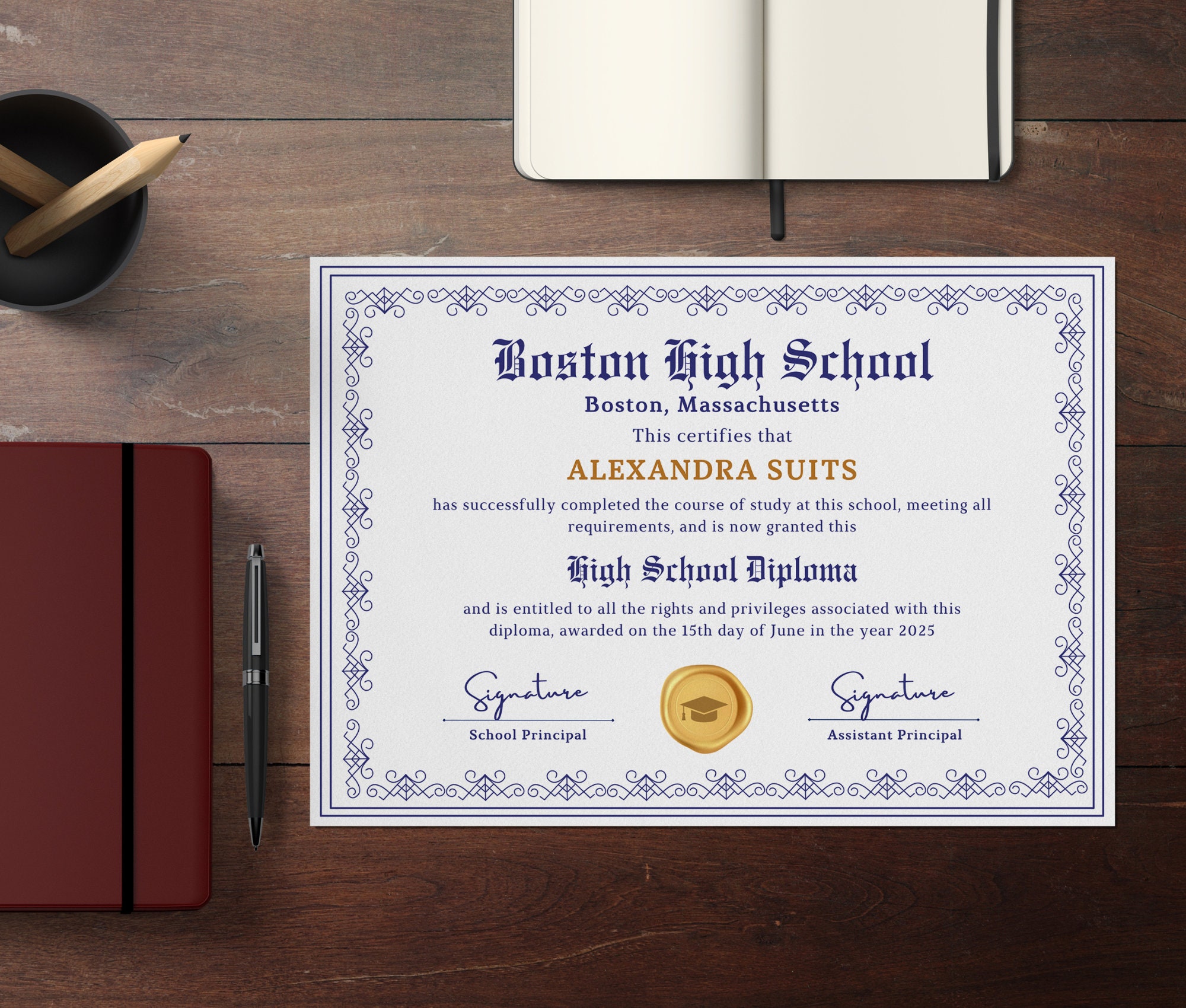 High School Diploma, Diploma Template, Canva Editable Homeschool ...