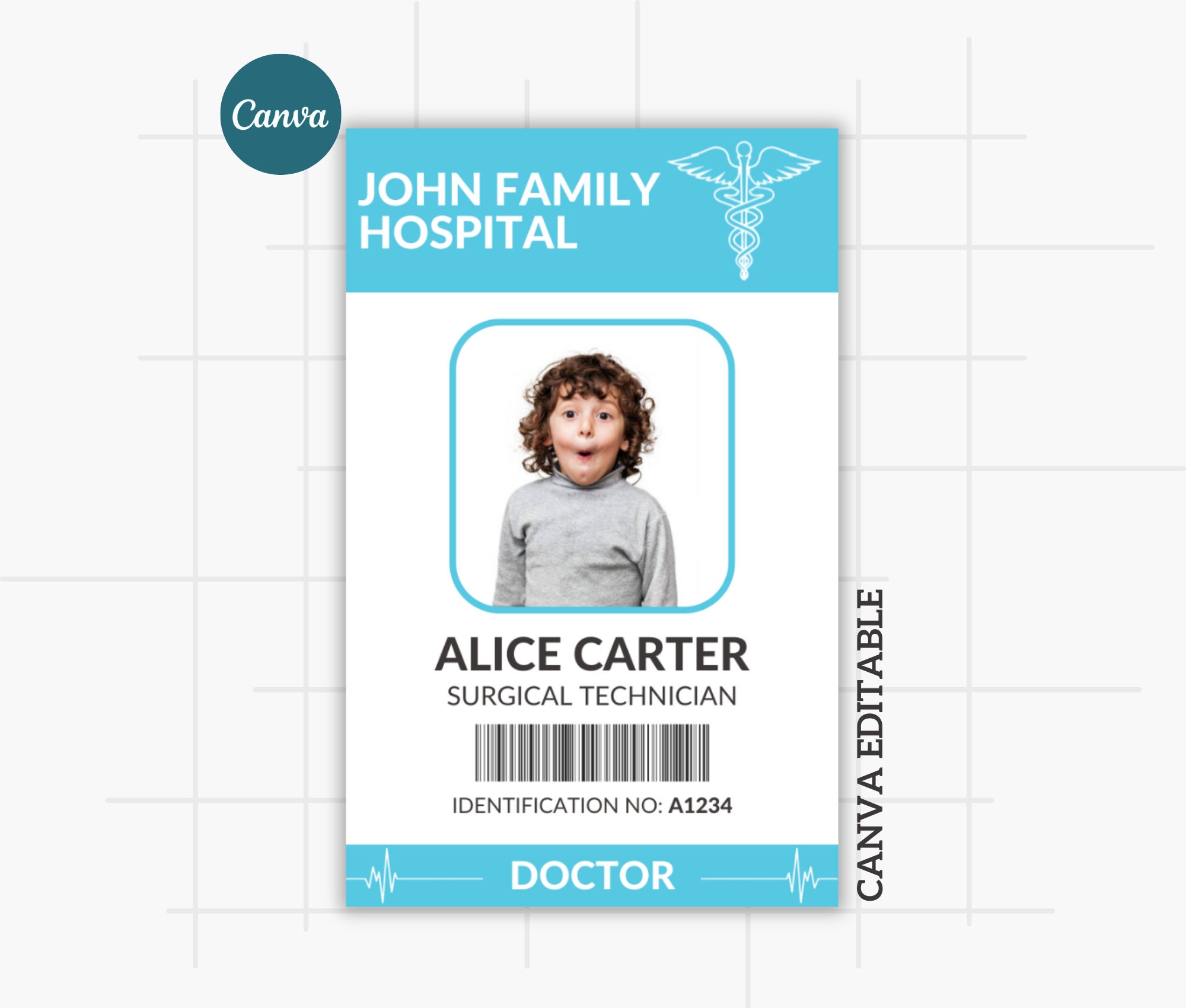 Kids Hospital Patient ID Badge | Fun Custom Doctors ID | Editable ...