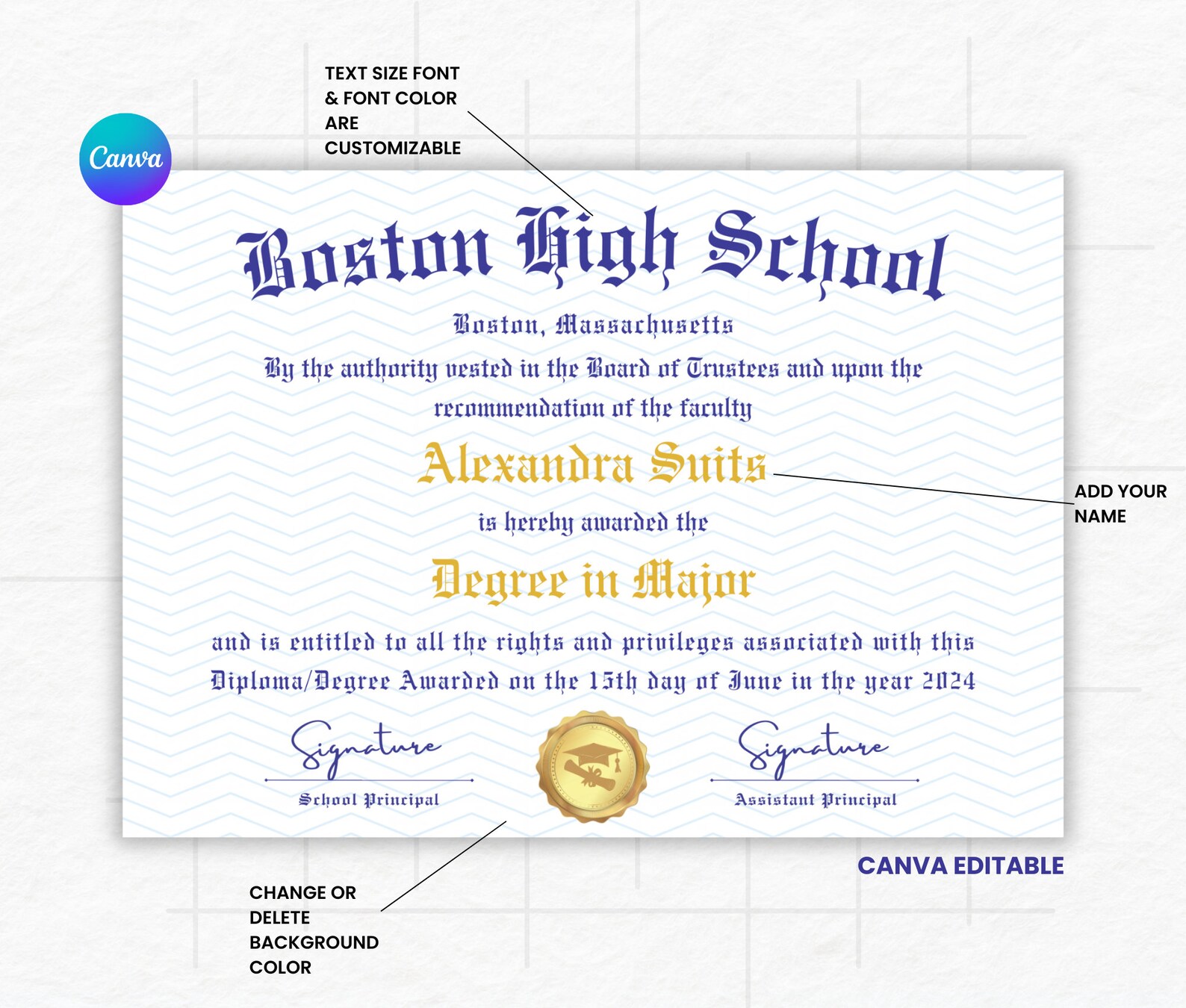 High School Diploma, Diploma Template, Canva Editable Homeschool ...