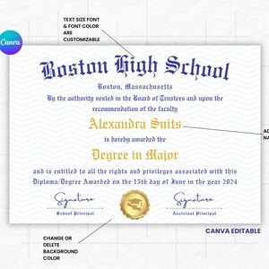 High School Diploma, Diploma Template, Canva Editable Homeschool ...