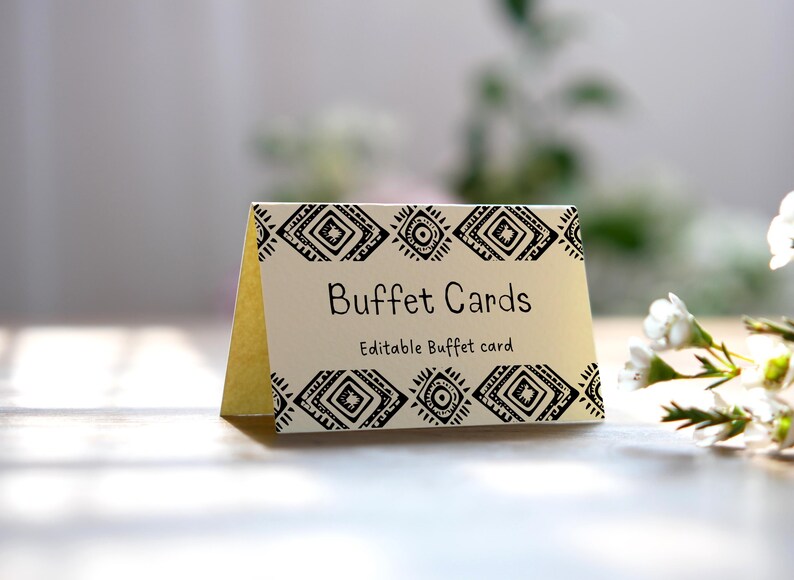 Aztec Food Label Card Digital Printable, Buffet Card Template, Foldable ...