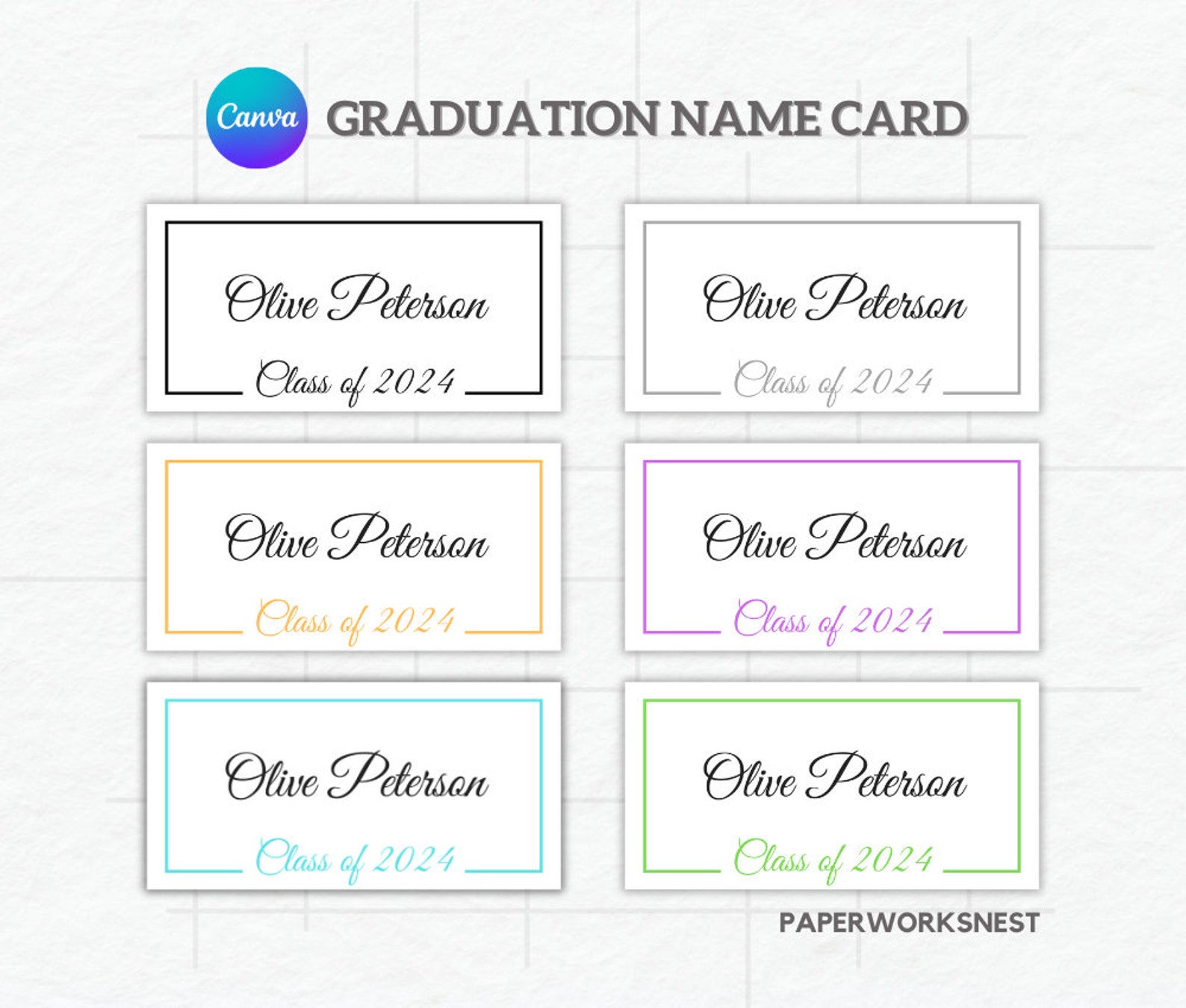 Editable Graduation Name Card Template, Printable Class 2025 Graduation ...