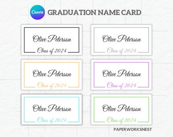 Editable Graduation Name Card Template, Printable Class Graduation Name ...