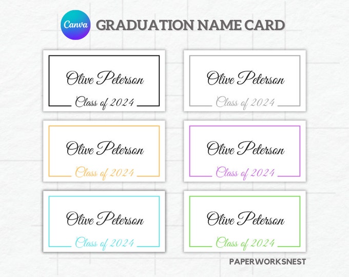 Editable Graduation Name Card Template, Printable Class 2025 Graduation ...