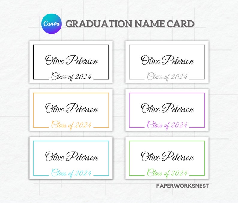 Editable Graduation Name Card Template, Printable Class 2025 Graduation ...