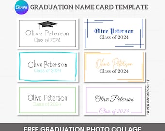 Editable Graduation Name Card Template, Printable Class 2025 Graduation ...