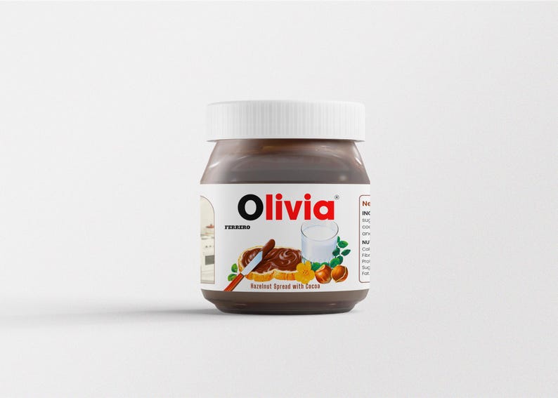 Personalized Nutella Jar Labels, Custom Hazelnut Spread Labels ...