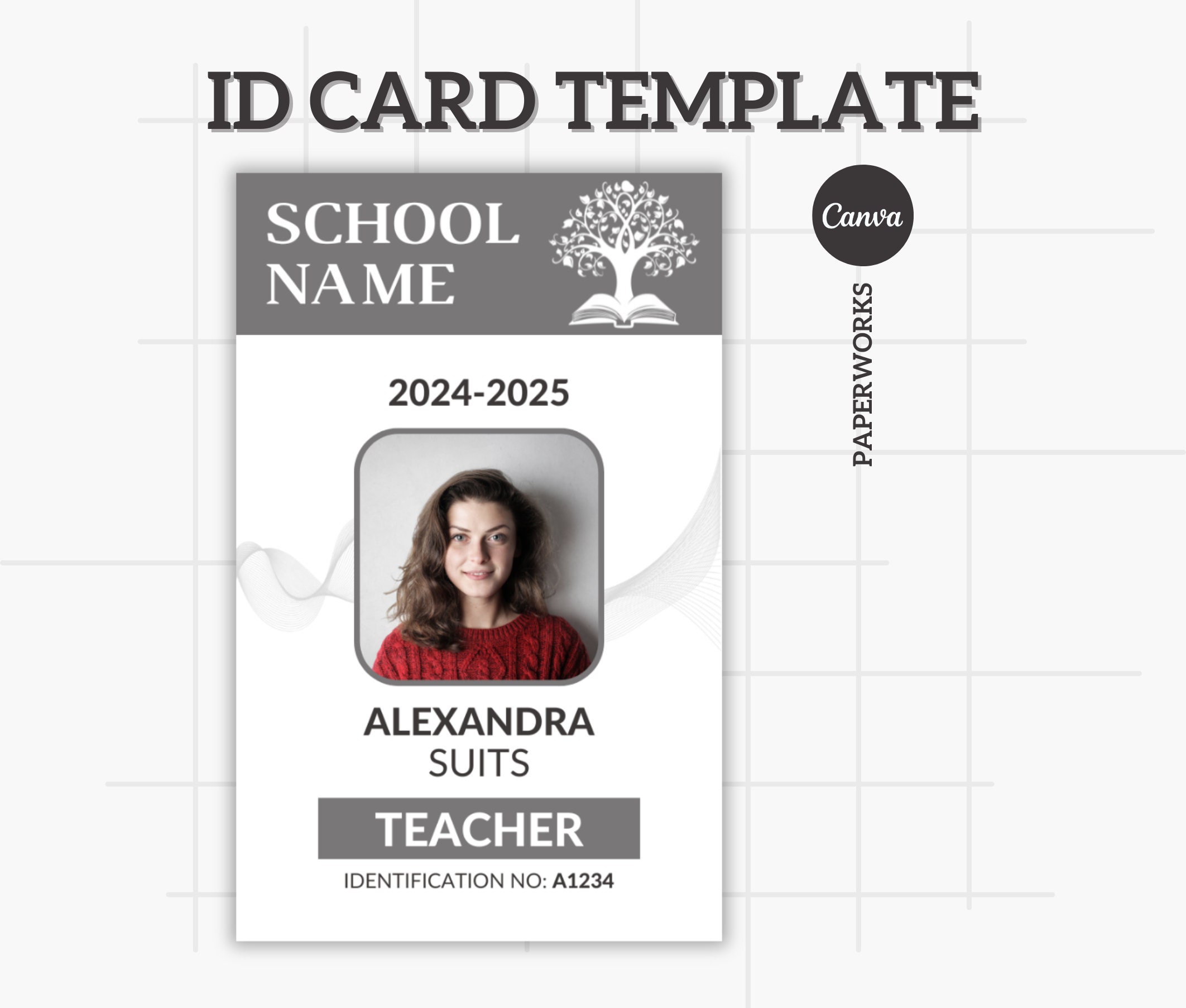 Teacher ID Card Template | Customizable Template | Custom Teacher ID ...