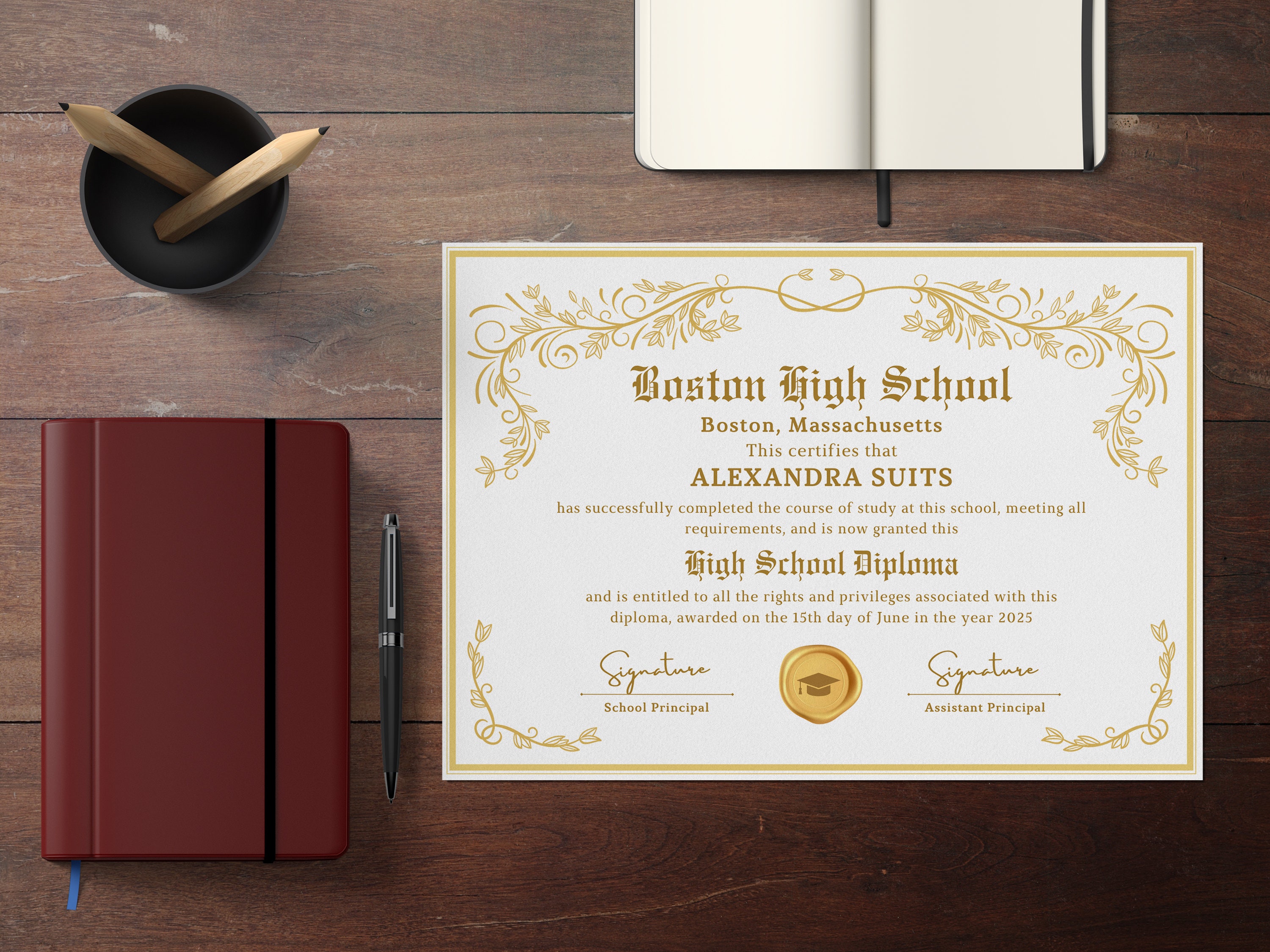 Graduation Diploma Template, High School Diploma, Diploma Template ...