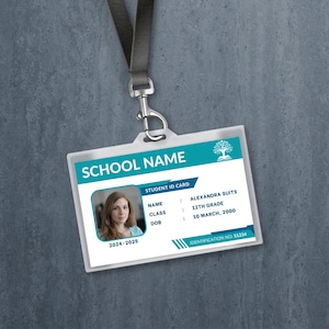 Student ID Card Template, Editable School ID, Homeschool Teacher Badge ...