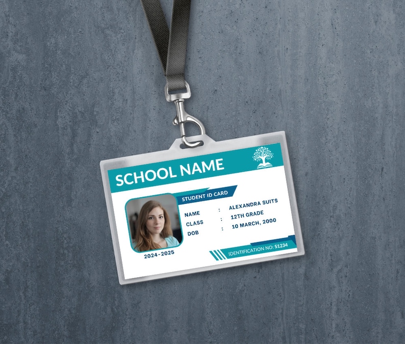 Student ID Card Template, Editable School ID, Homeschool Teacher Badge ...
