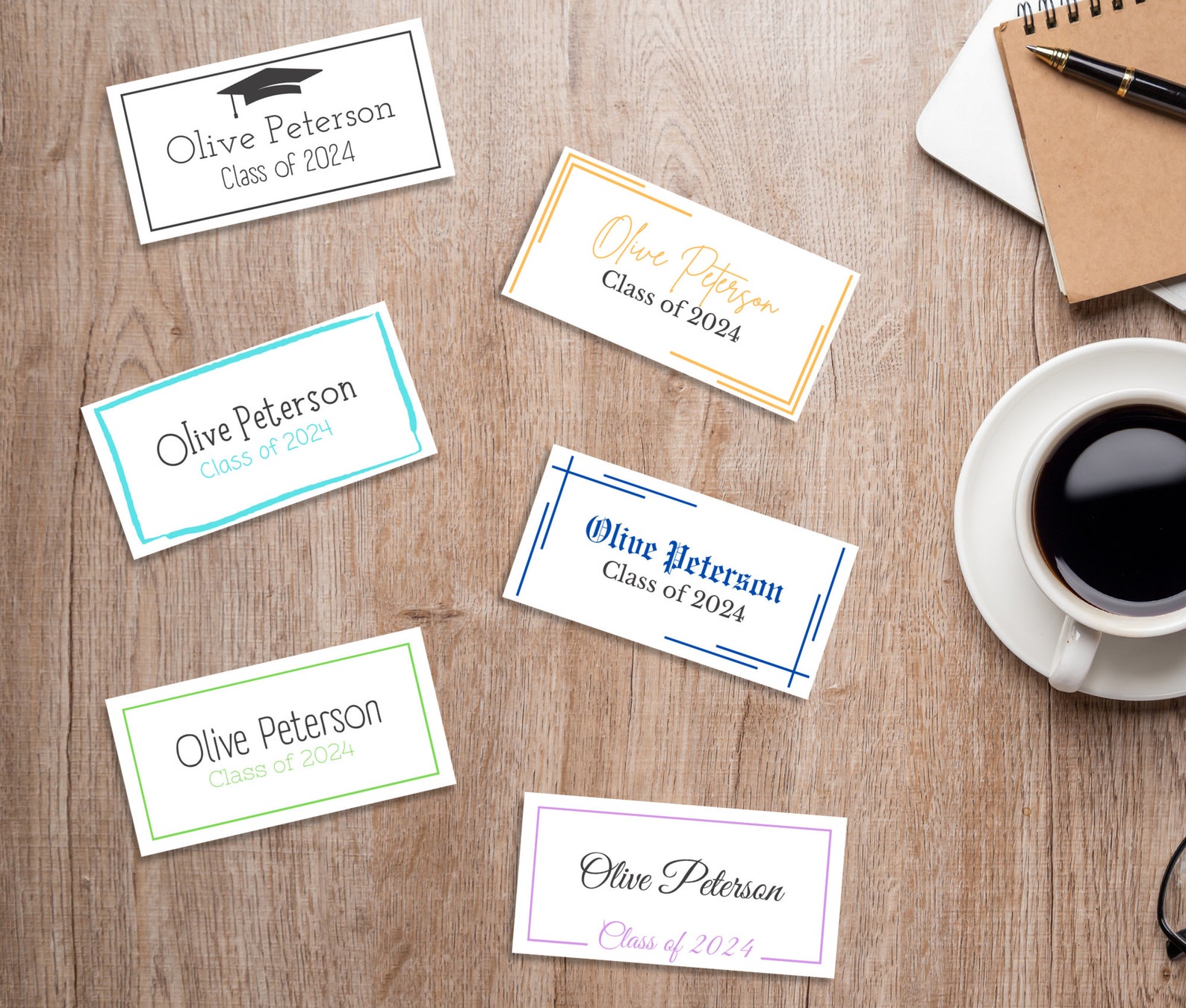 Editable Graduation Name Card Template, Printable Class 2024 Graduation ...
