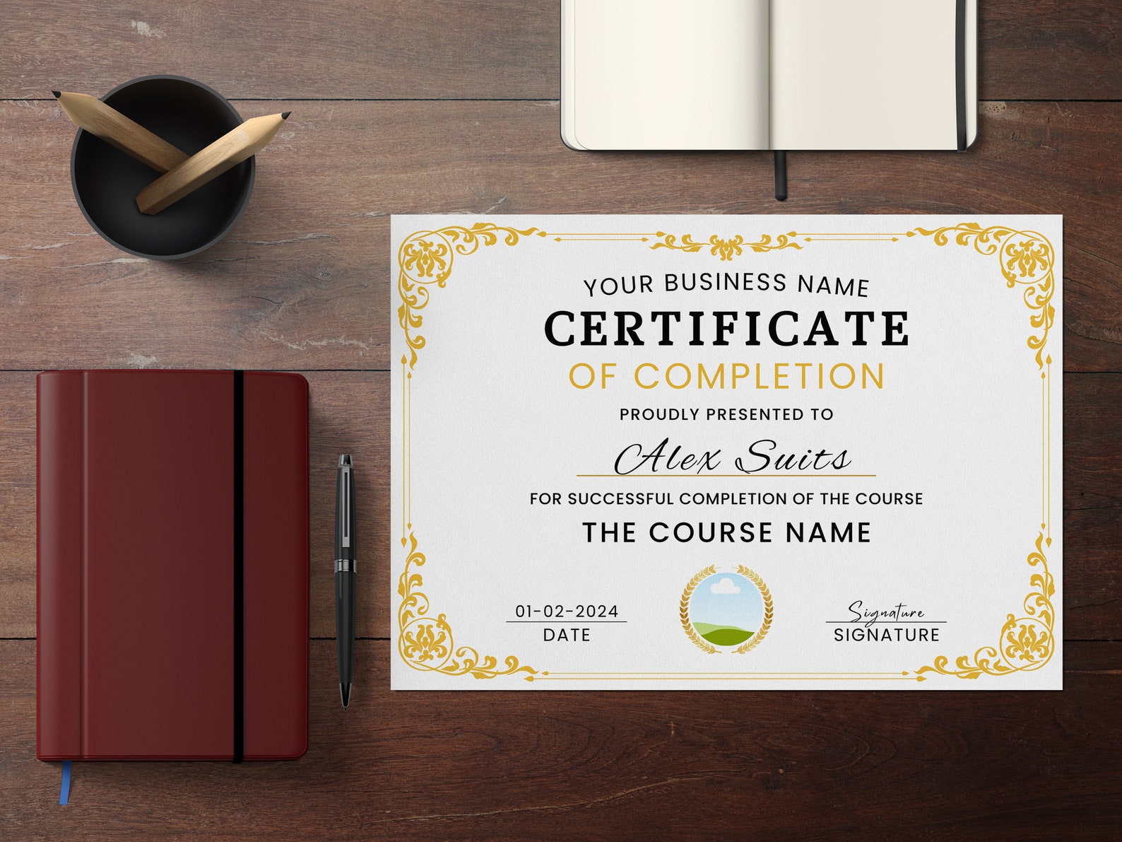 Certificate of Completion Template, Printable Course Certificate of Completion, Editable Beauty ...