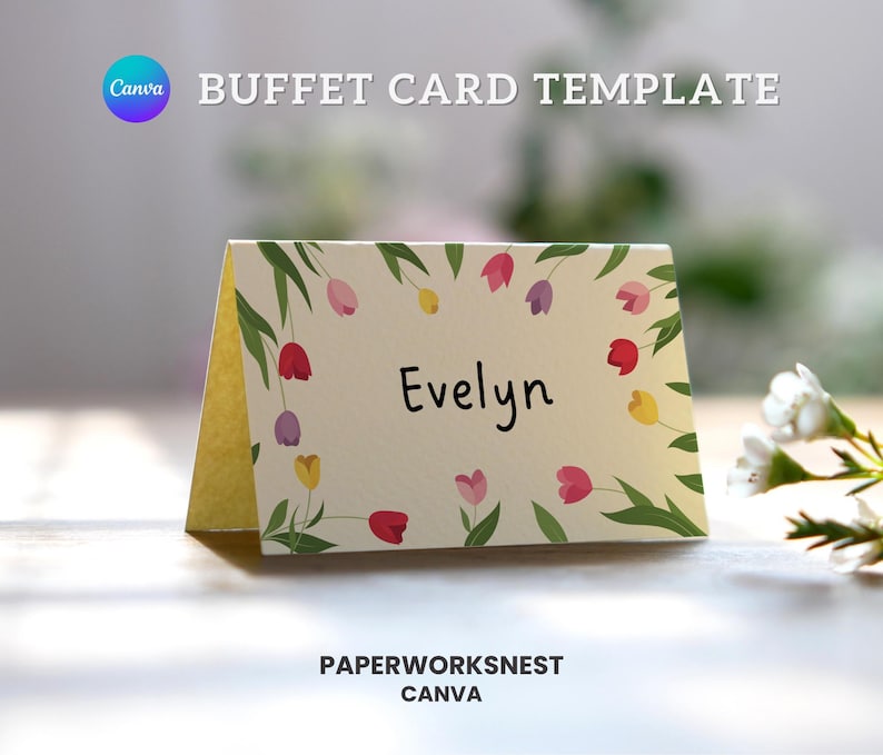 Minimalist Food Label Card Digital Printable, Buffet Card Template ...