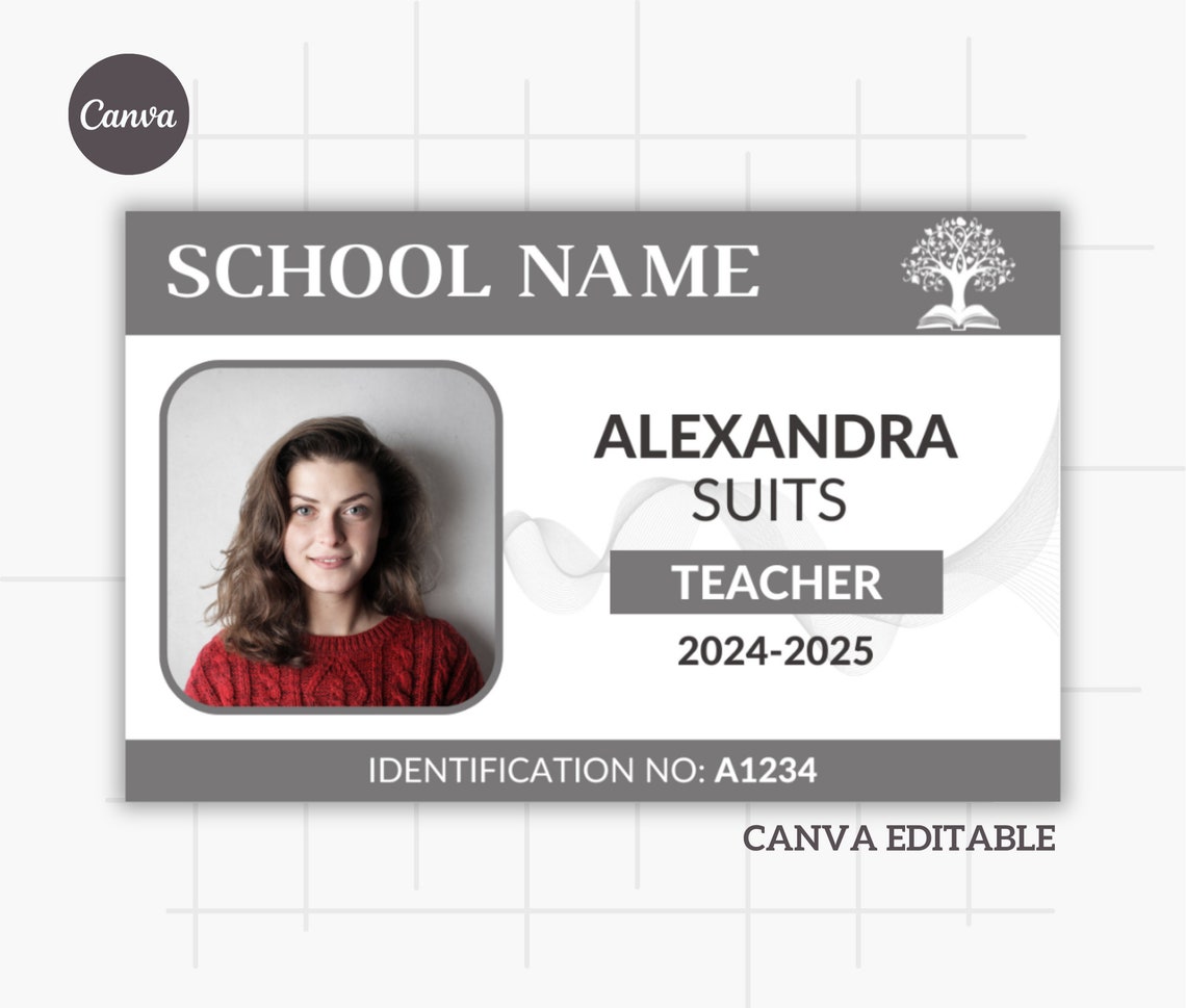 Teacher ID Card Template | Customizable Template | Custom Teacher ID ...