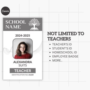 Teacher ID Card Template | Customizable Template | Custom Teacher ID ...