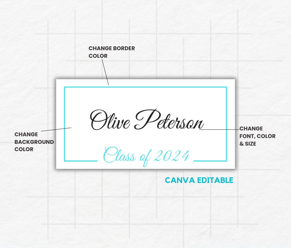 Editable Graduation Name Card Template, Printable Class 2025 Graduation ...